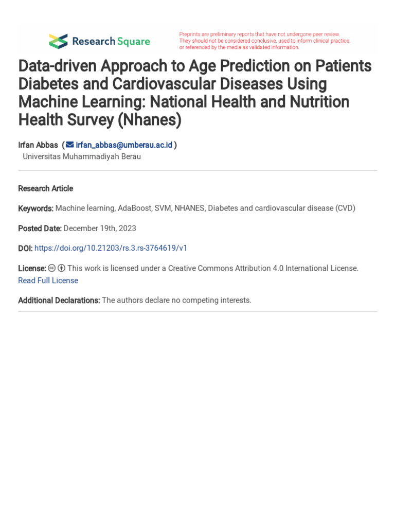 Data-Driven Approach To Age Prediction On Patients1 | PDF | Support Vector Machine | Applied ...