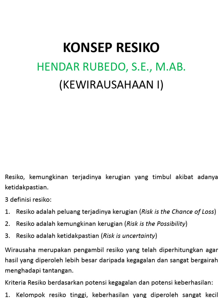 Konsep Resiko | PDF