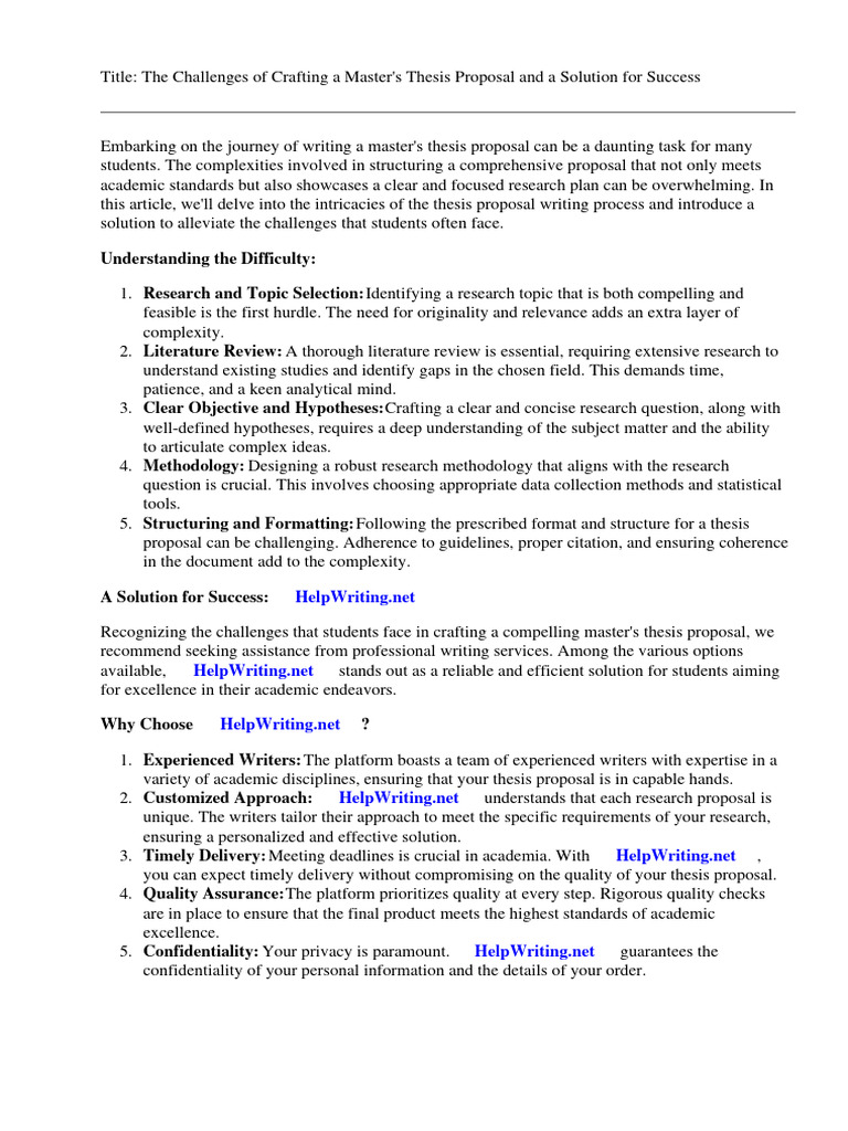 Ma Thesis Proposal Example | PDF | Thesis | Knowledge