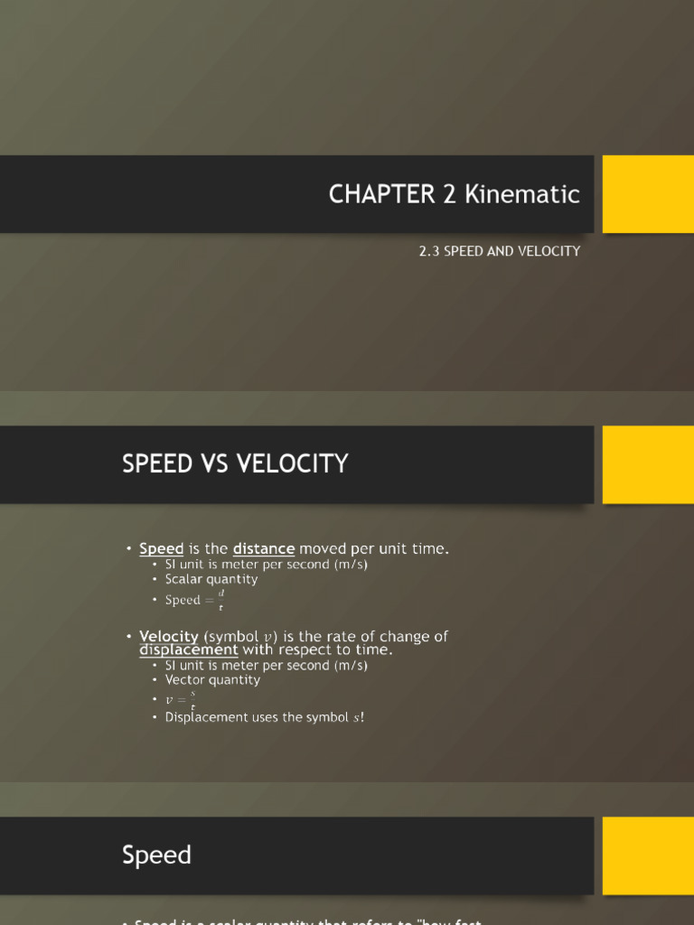 Chapter 2 - 2.3 Speed and Velocity | PDF | Velocity | Speed