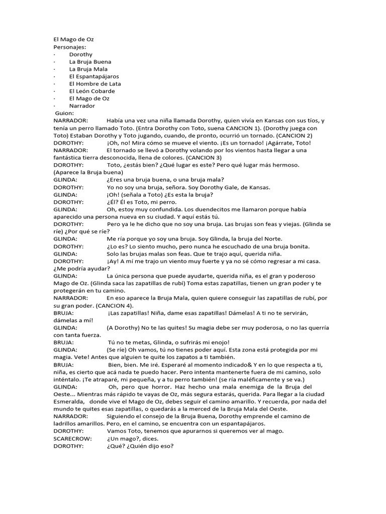 El Mago de Oz Guión | PDF | Dorothy Gale