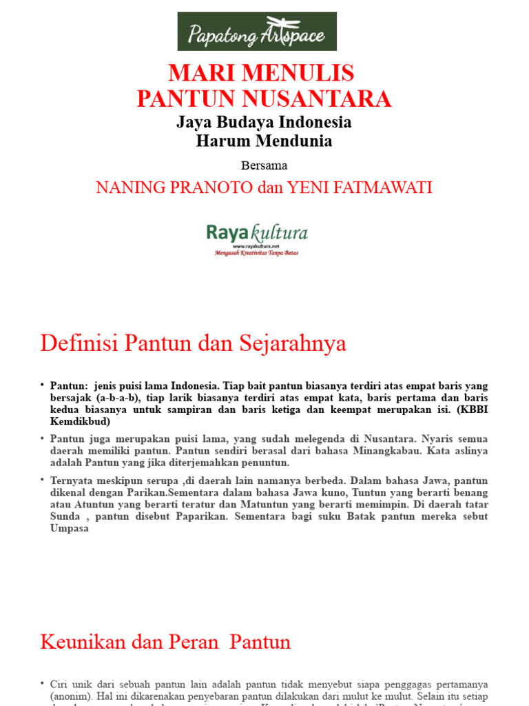 Mari Menulis Pantun | PDF | Seni | Puisi