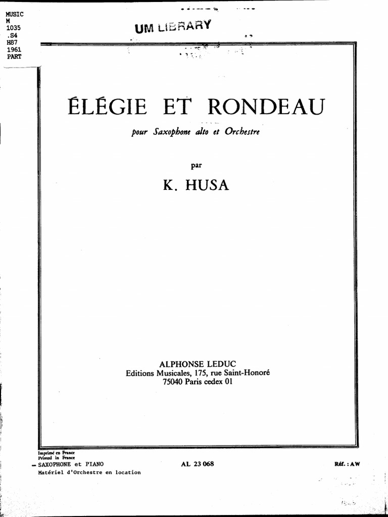 Husa Elegie and Rondeau | PDF