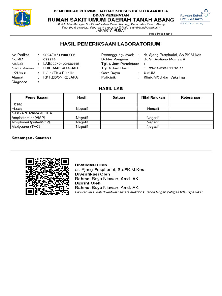 Hasil Laboratorium | PDF
