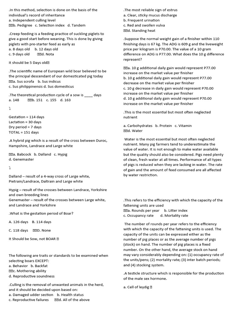 Q&a GC AnSci | PDF | Pig | Digestion