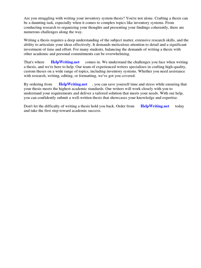 Inventory System Thesis Example | PDF | Inventory | Databases