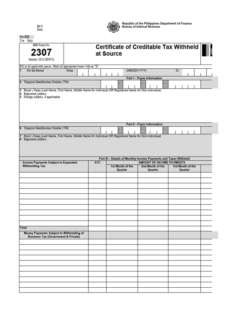 2307 Creditable Tax Withheld at Source | PDF | Value Added Tax | Corporate Tax