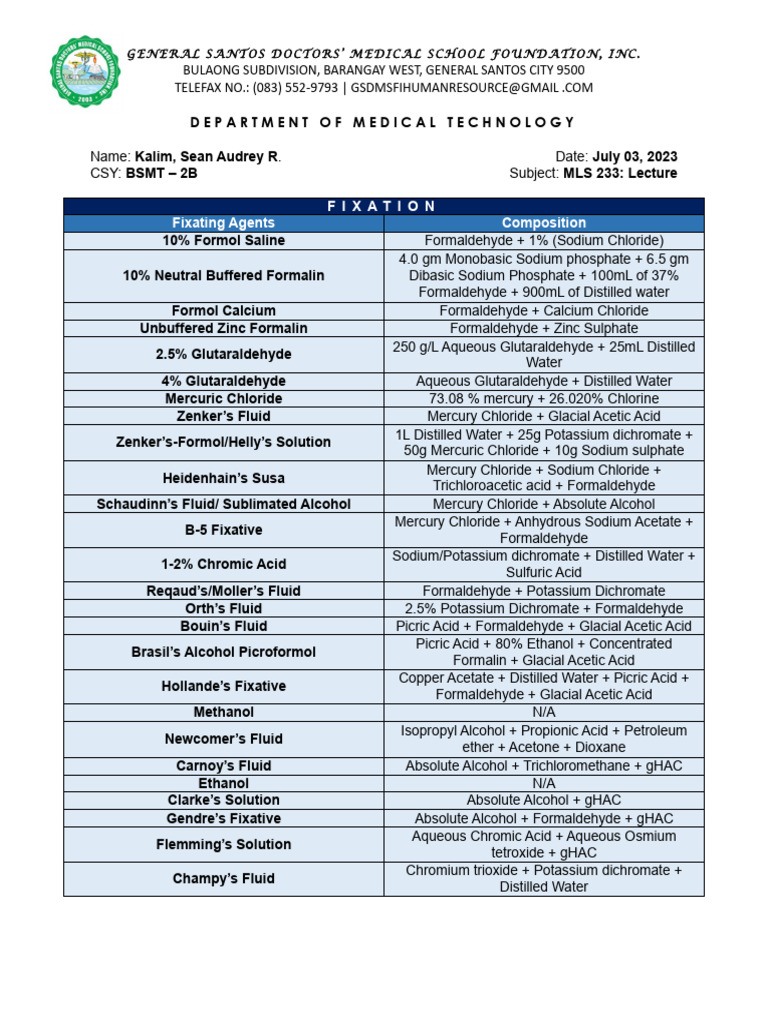 HISTO ASSSSS | PDF | Ethanol | Acid