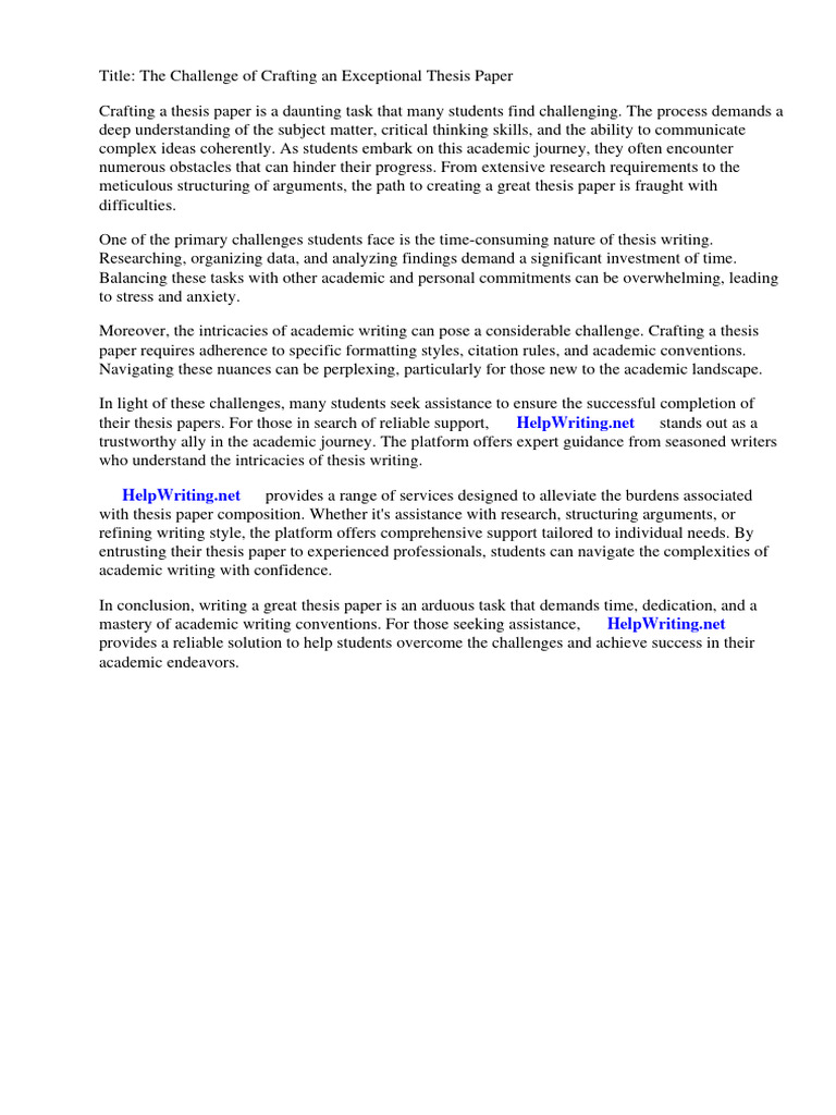 How to Write a Great Thesis Paper | PDF | Essays | Thesis