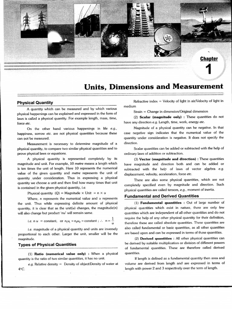 Chapter-1 Units, Dimensions and Measurement | PDF | Euclidean Vector | Quantity