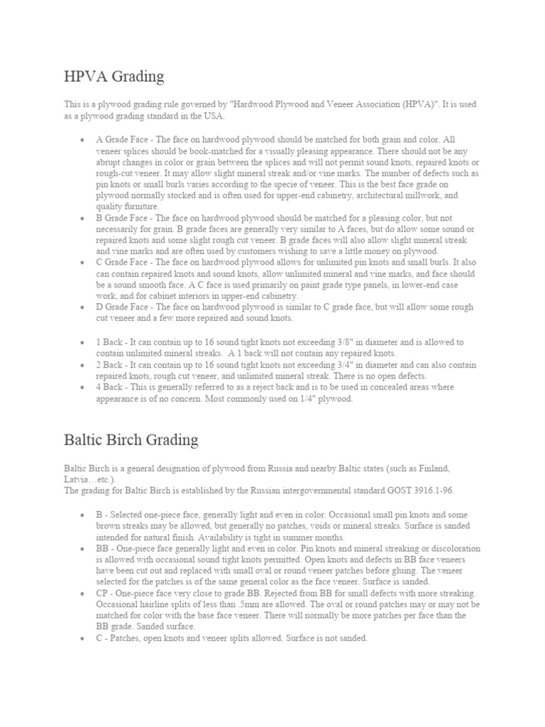 HPVA Grading | Download Free PDF | Plywood | Wood