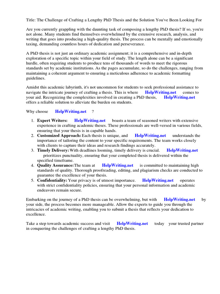 Thesis Length Phd | PDF | Thesis