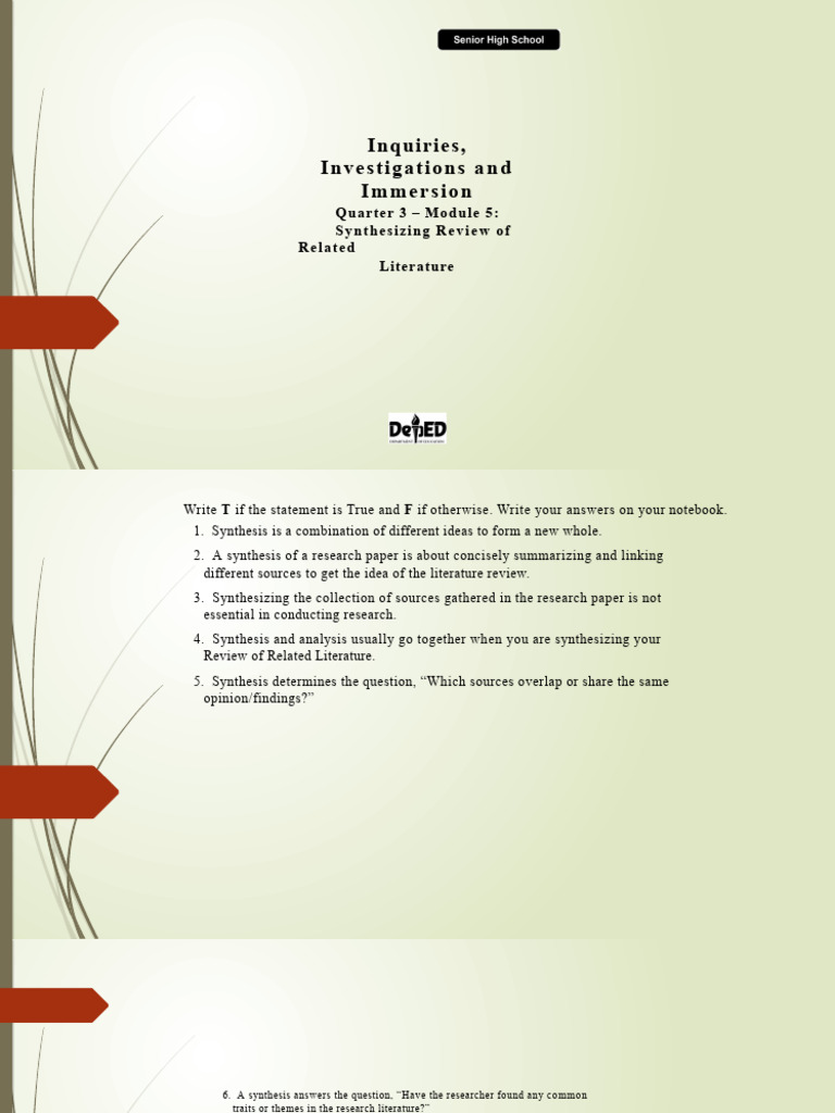 Q3 M5 - 3is - Synthesizing Review of Related Literature | PDF ...