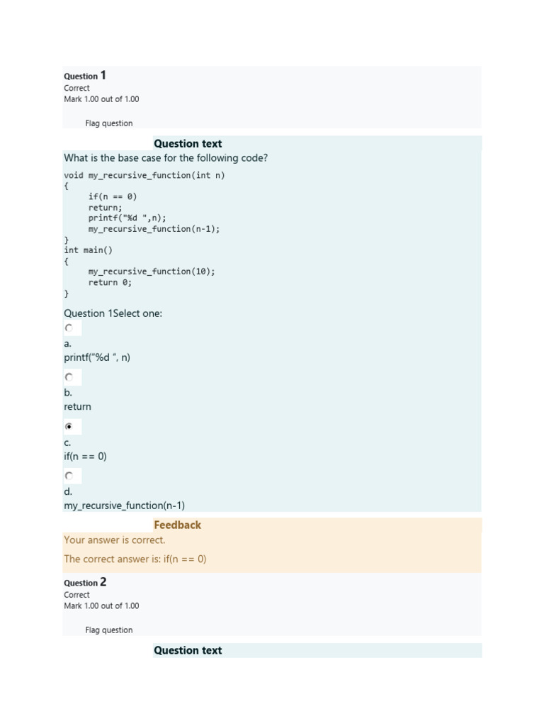 RecursionQuiz (1) | PDF | Iteration | Applied Mathematics