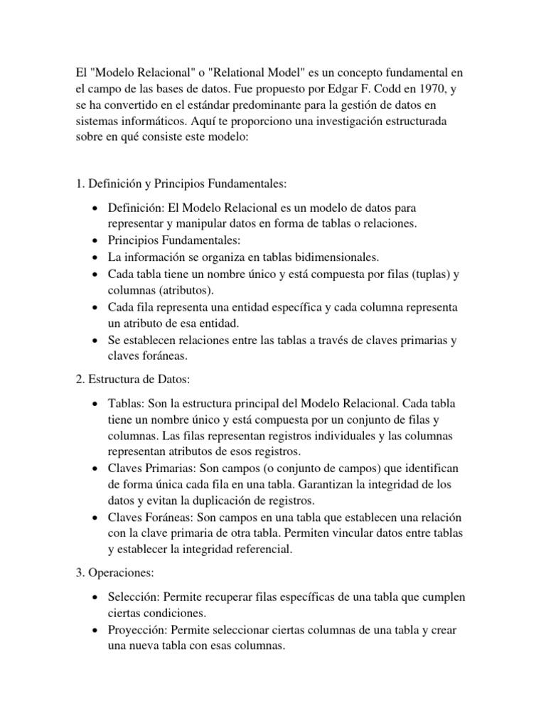 Inv AB | PDF | Base de datos relacional | Modelo relacional