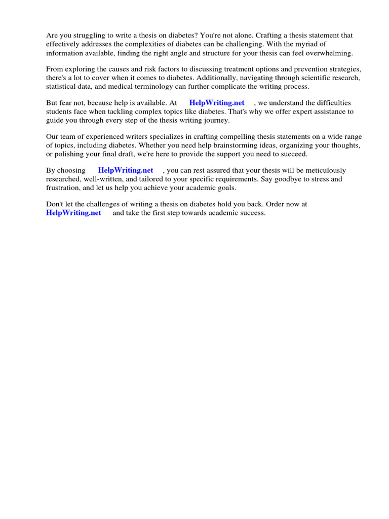 Diabetes Thesis Statements Examples | Download Free PDF | Diabetes ...