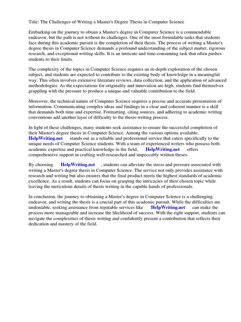 Master Degree Thesis Computer Science | PDF | Partial Differential Equation | Thesis