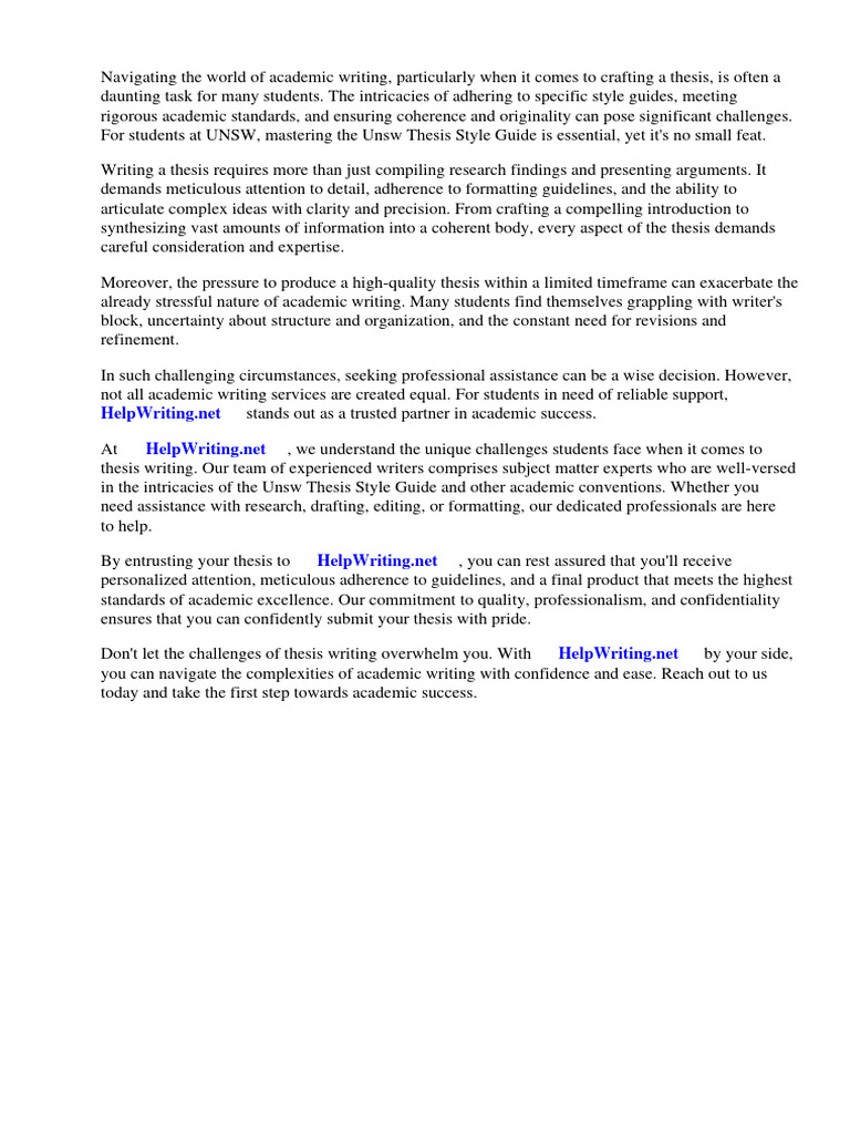 Unsw Thesis Style Guide | PDF | Thesis | Apa Style Unsw Thesis Style Guide | PDF | Thesis | Apa Style