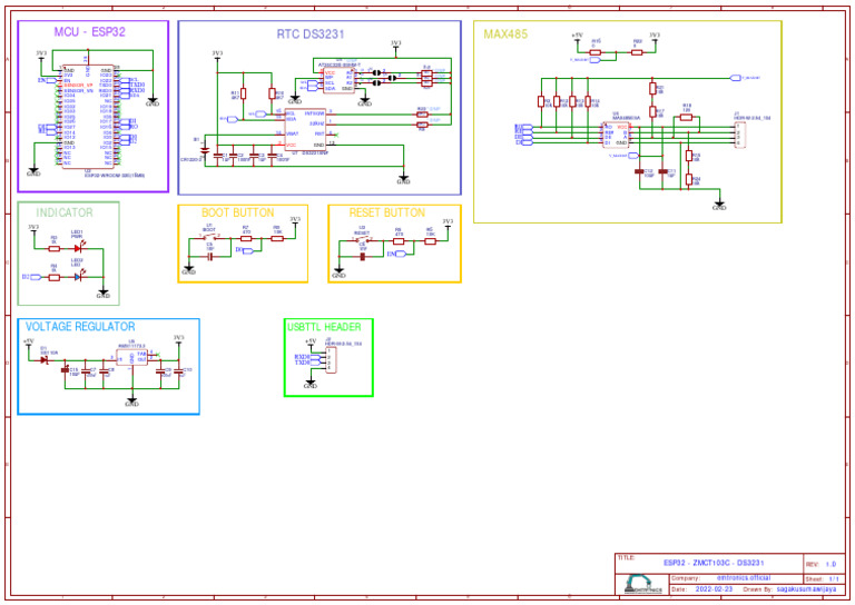 Schematic ESP32 MAX485 DS3231 2022-03-27 | PDF