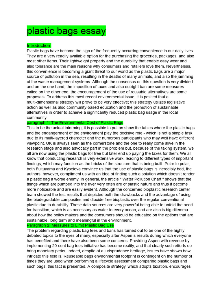 Plastic Bags Synthesis | PDF | Science & Mathematics