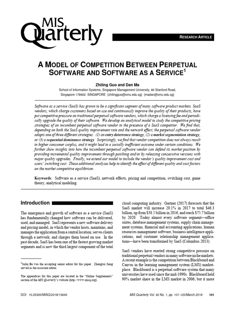 Misq 42 1 101 | PDF | Software As A Service | Pricing