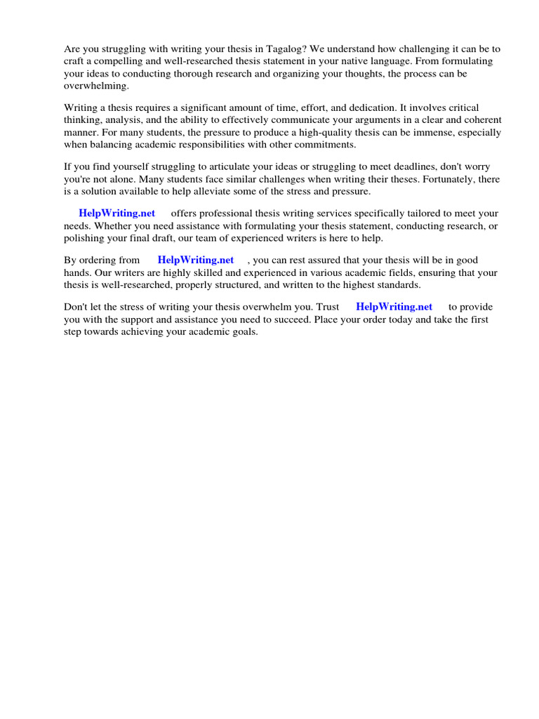 Thesis Statement Tagalog Version | PDF | Tagalog Language | Thought