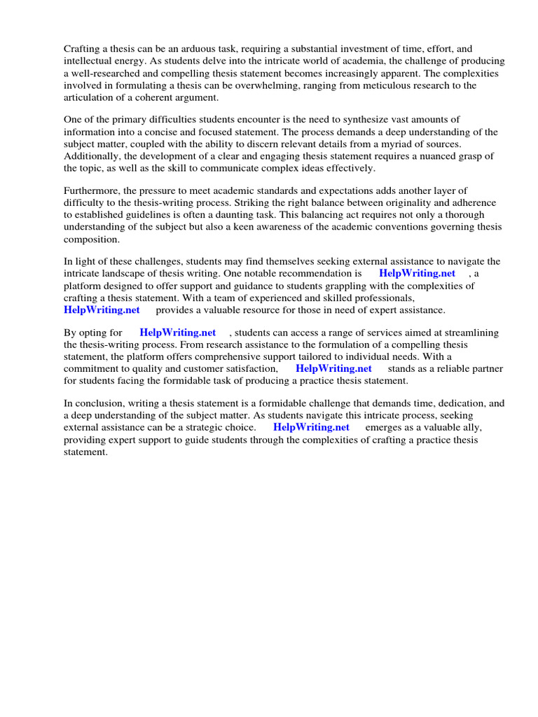 Practice Thesis Statements | PDF | Essays | Thesis