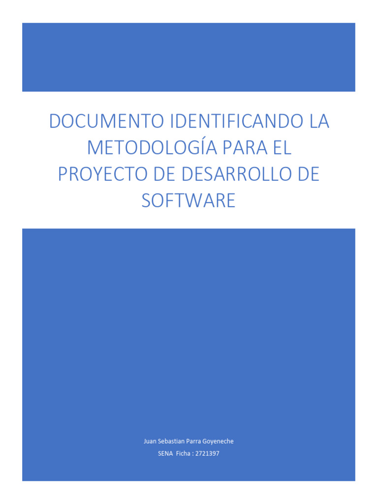 Documento Identificando La Metodología para El Proyecto de Desarrollo de Software | PDF ...