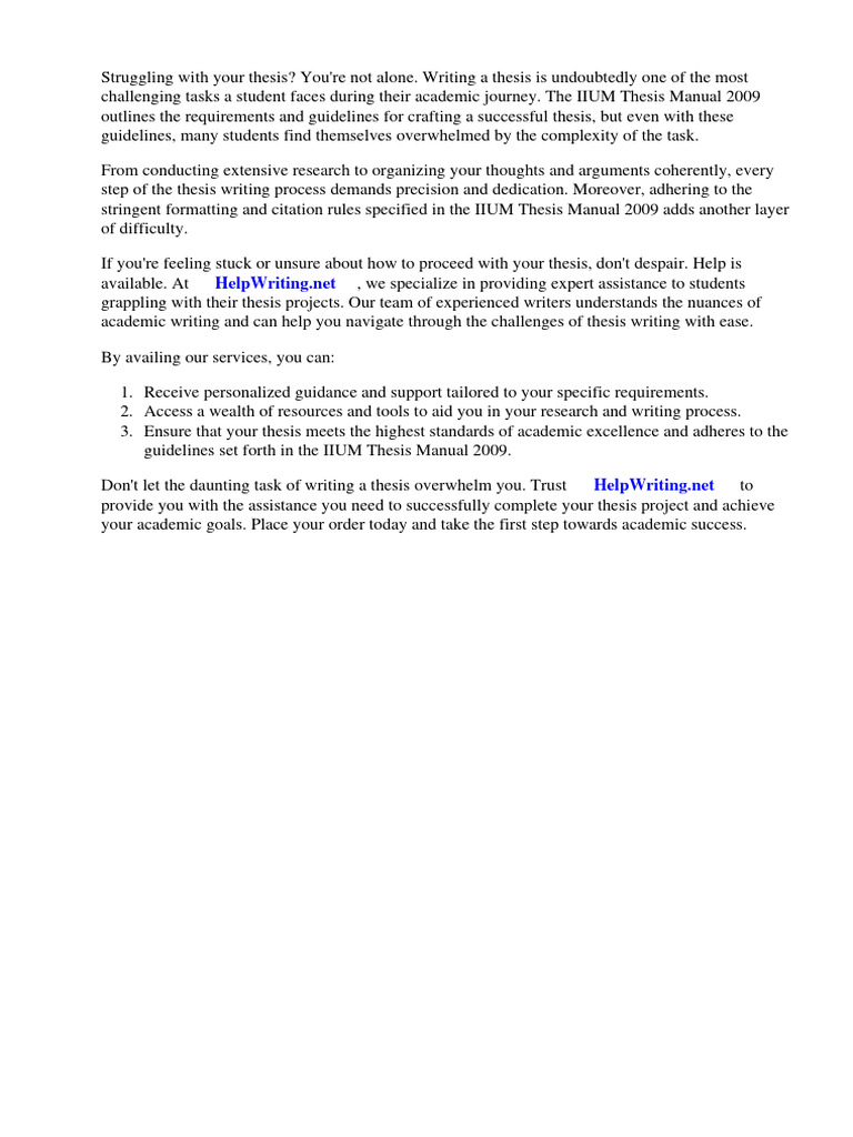 Iium Thesis Manual 2009 | PDF | Citation | Thesis