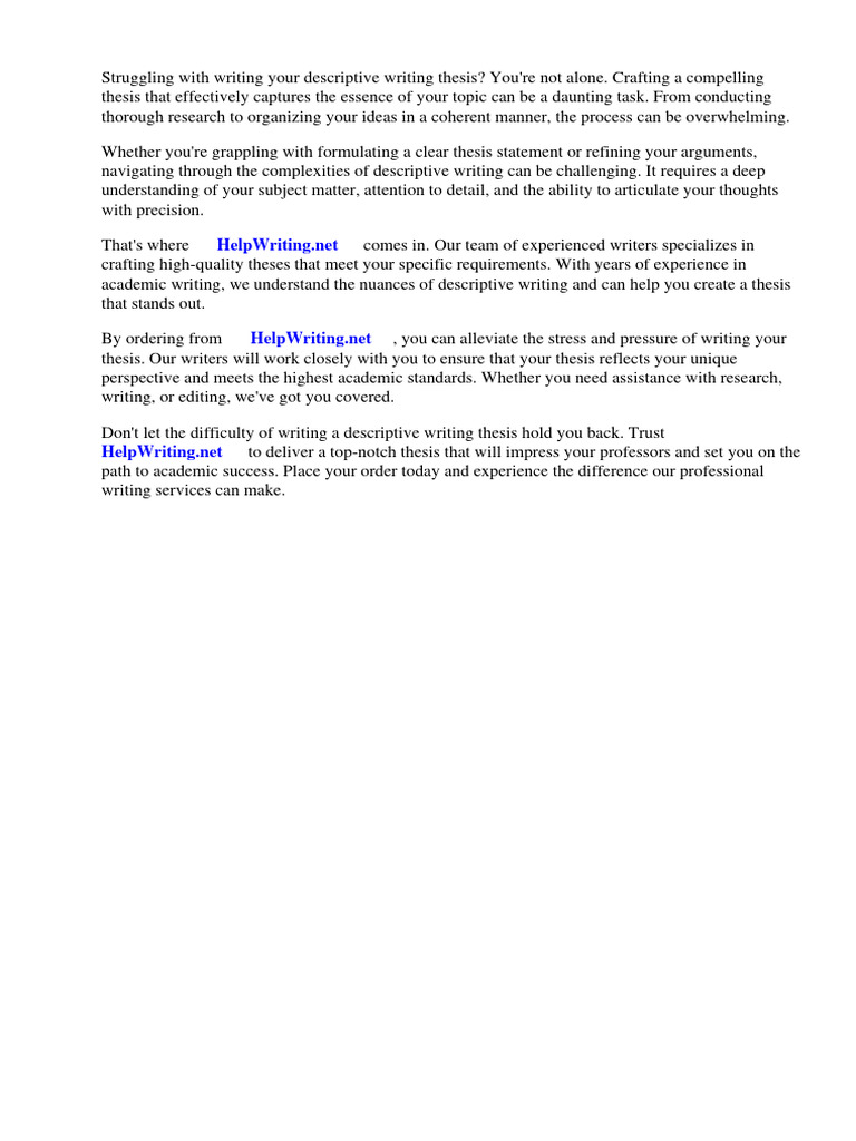 Descriptive Writing Thesis Statements | Download Free PDF | Essays ...