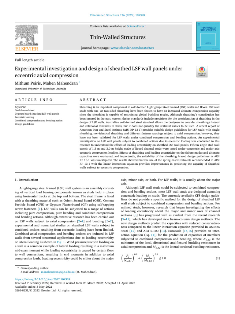 LSF Walls | PDF | Buckling | Bending