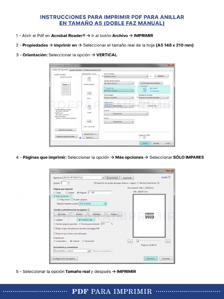 Instrucciones Para Imprimir - HOJA A5 - Doble Faz Manual | PDF