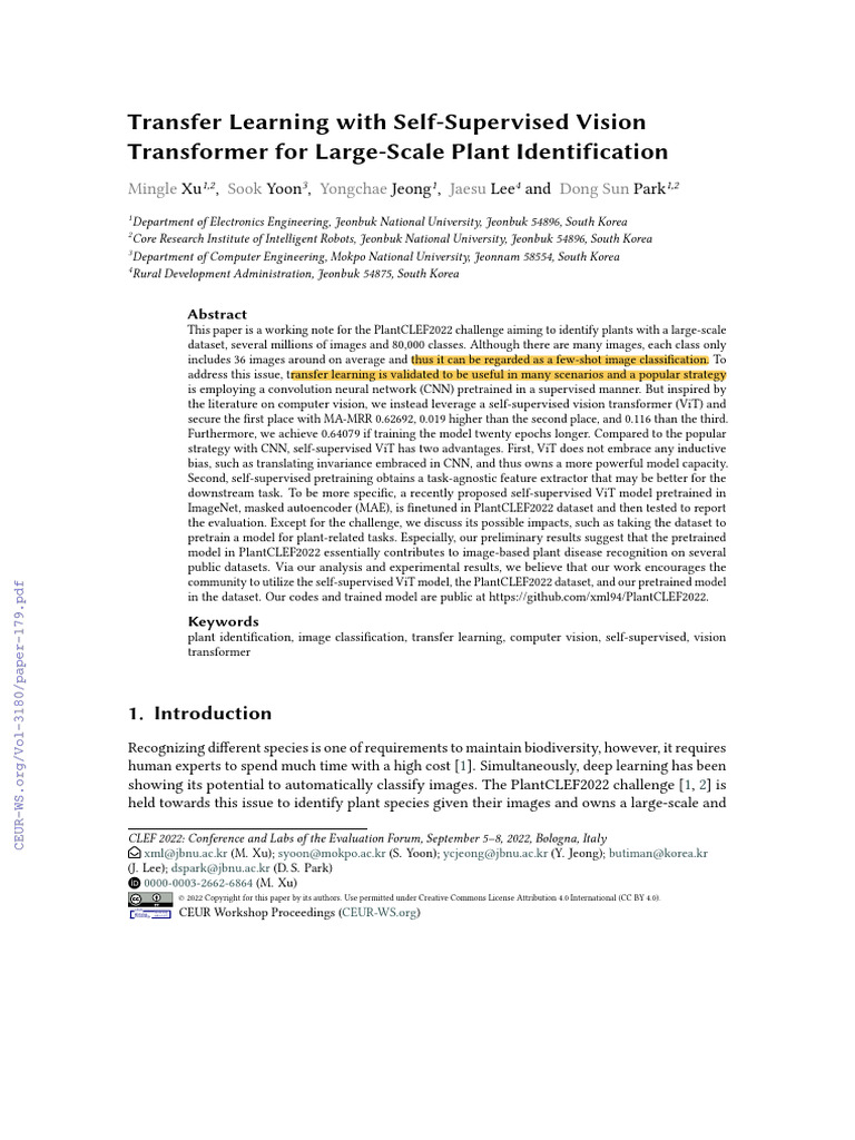 Transfer Learning With Self-Supervised Vision Transformer For Large ... Transfer Learning With Self-Supervised Vision Transformer For Large ...