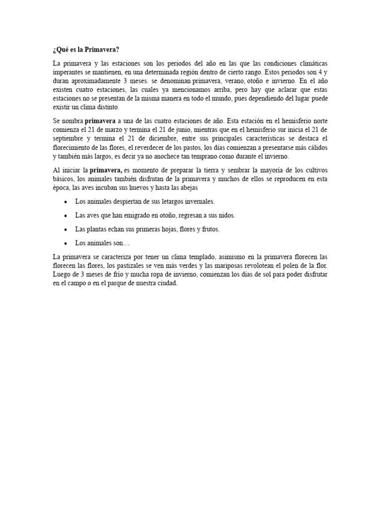 Qué Es La Primavera | PDF
