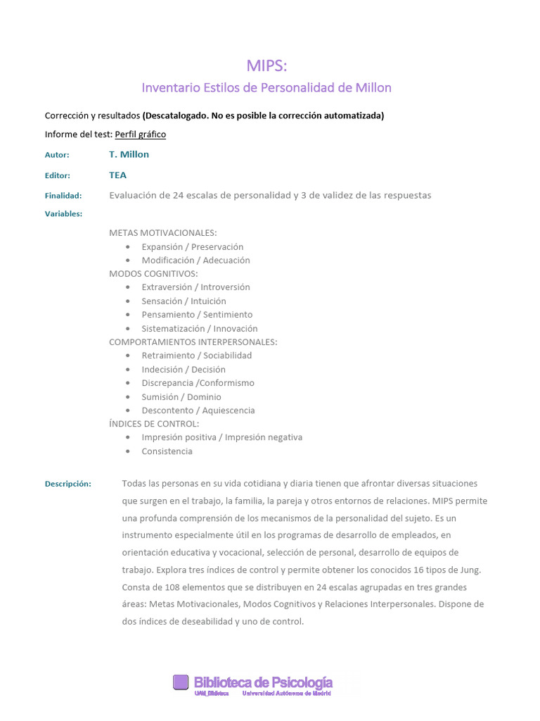 FICHA TÉCNICA MIPS | PDF