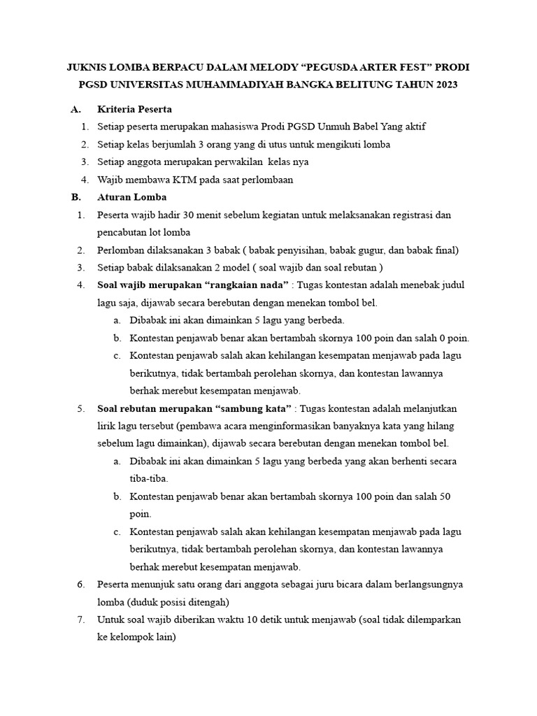 Juknis Lomba Berpacu Dalam Melody | PDF