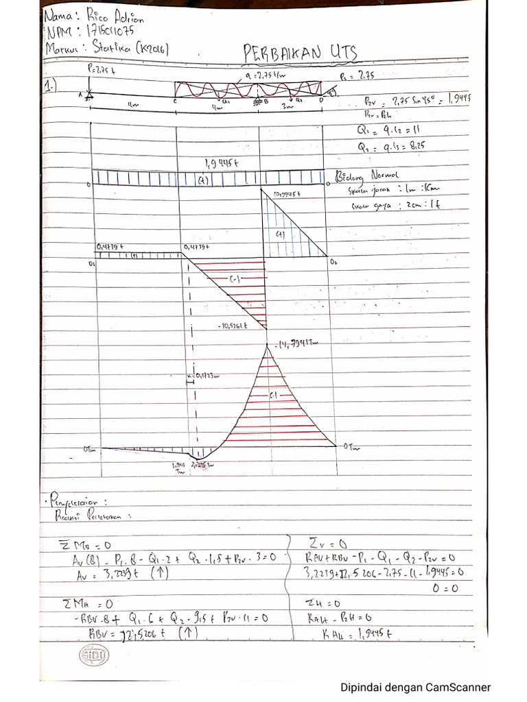 Perbaikan Uts Statika Rico Adrian 1715011075 Pdf