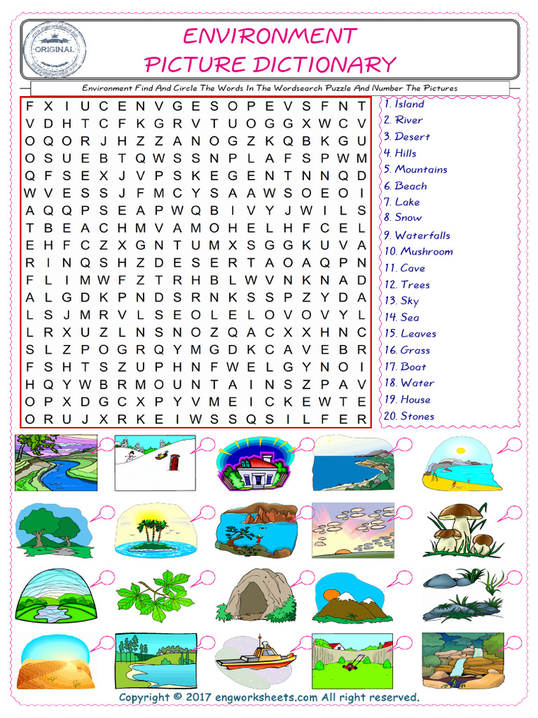 Environment Find and Circle The Words in The Wordsearch Puzzle and ...