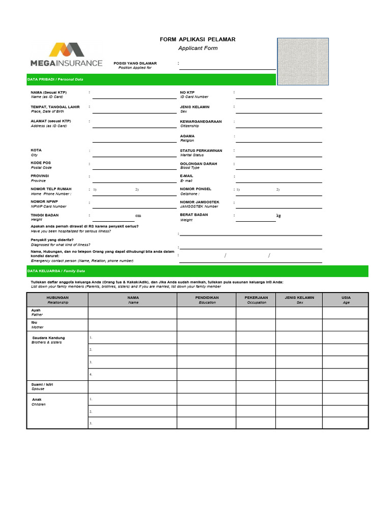 Mega Insurance - Applicant Form | PDF
