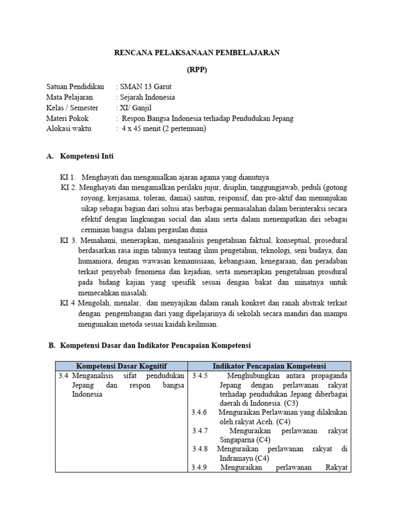 RPP Rencana Aksi 1 | PDF