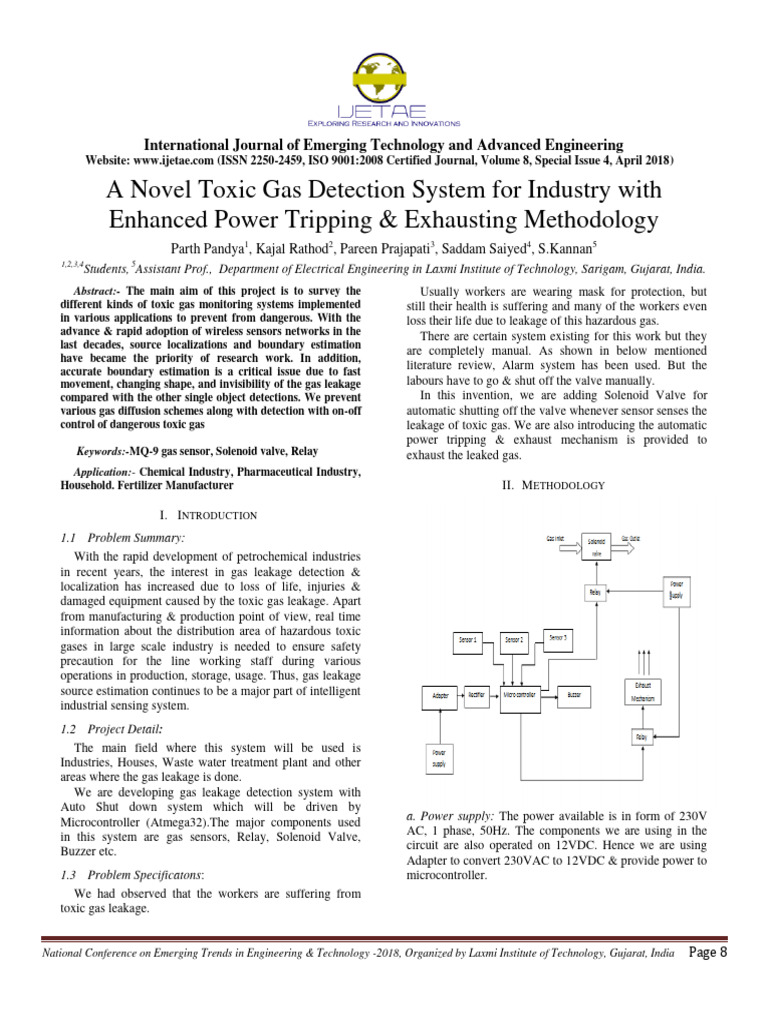 Novel Toxic Gas Detection System | PDF | Leak | Relay
