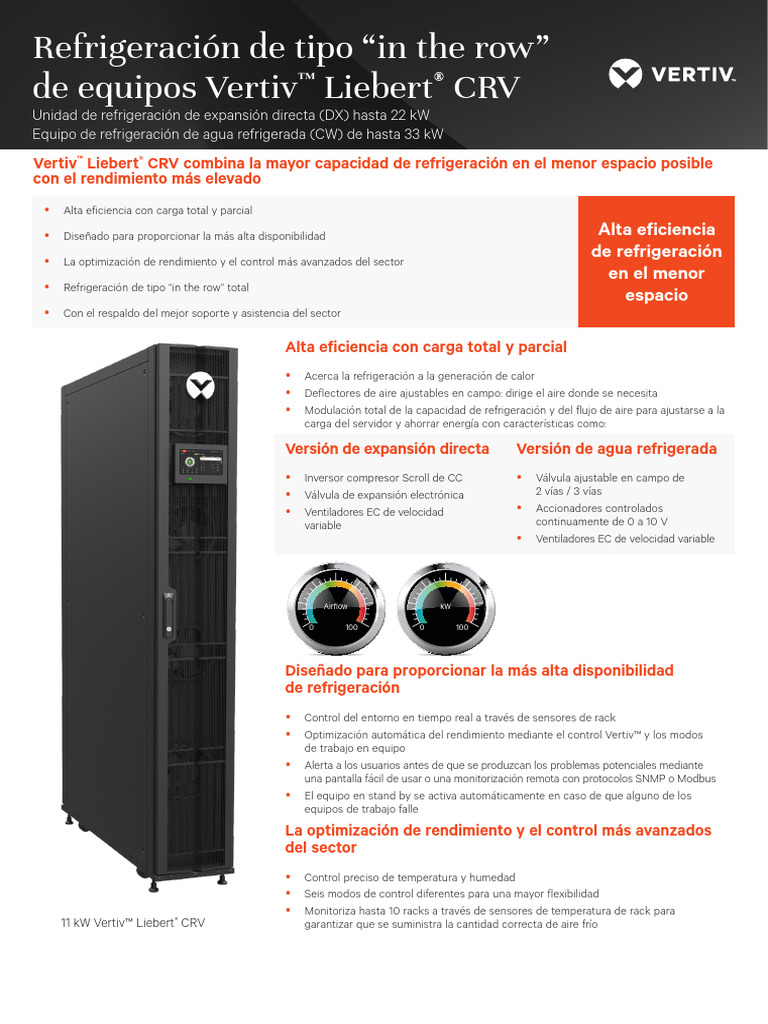 Liebert CRV Channel Brochure Es | PDF | Refrigeración | Inversor de energia