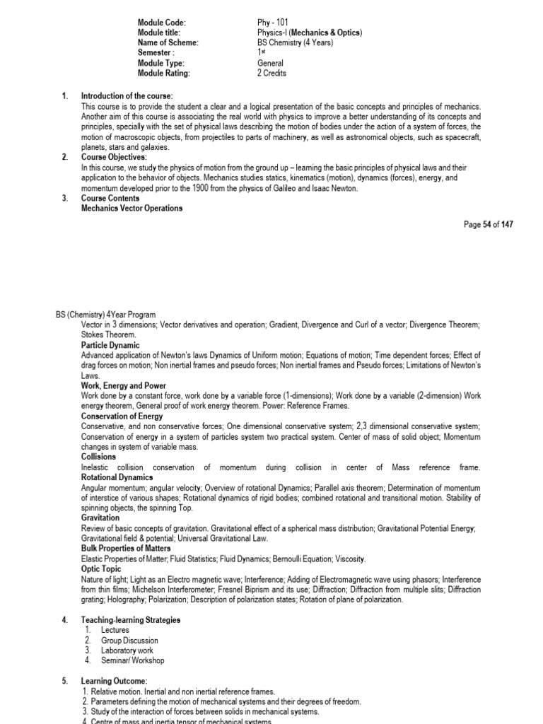 PHY-101 & 102 | PDF | Momentum | Force