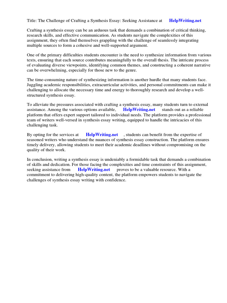 Synthesis Essay Ideas | Download Free PDF | Essays | Citation
