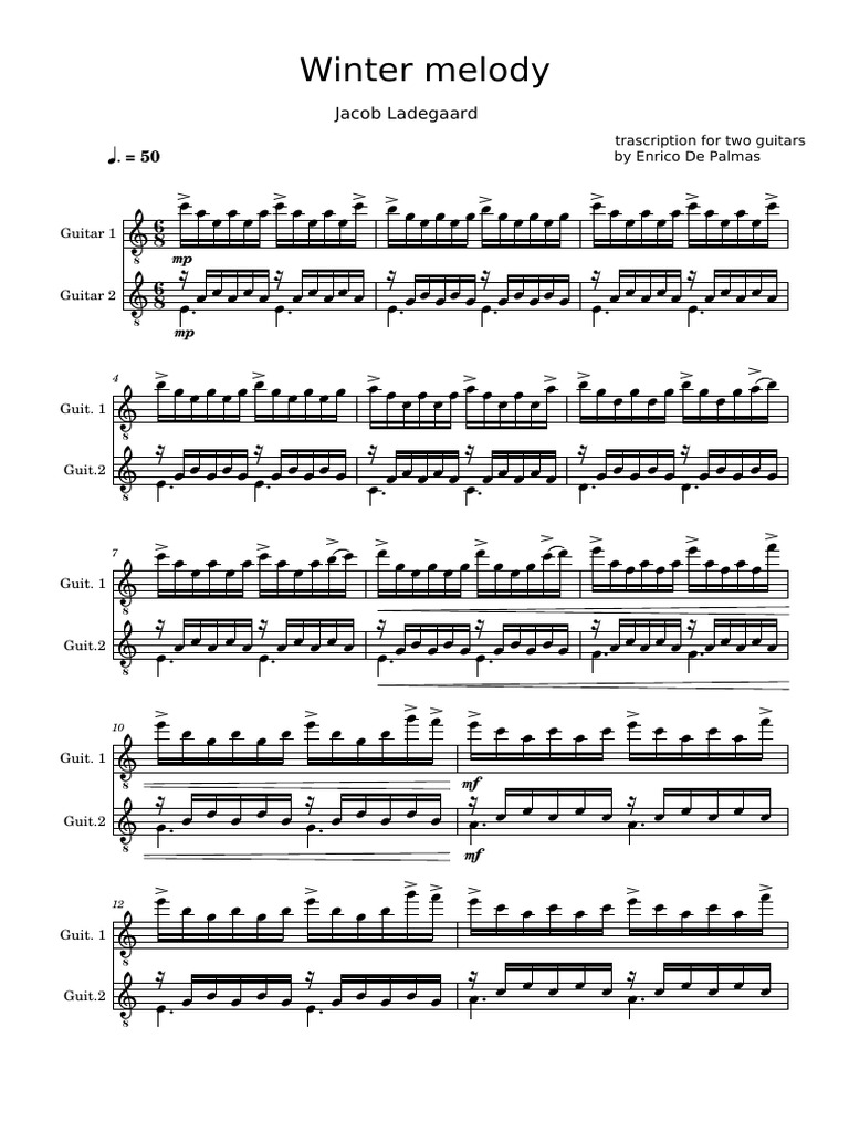 Winter Melody - Jacob Ladegaard - Guitar Duet | PDF