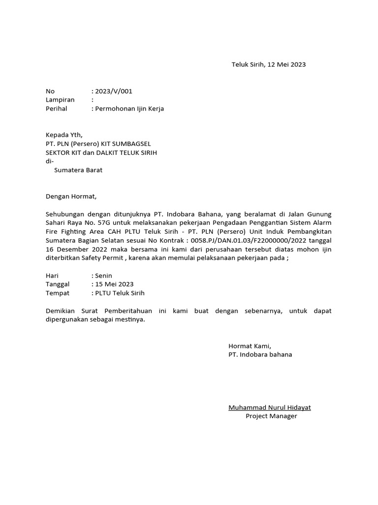 Surat Permohonan Work Permit | PDF