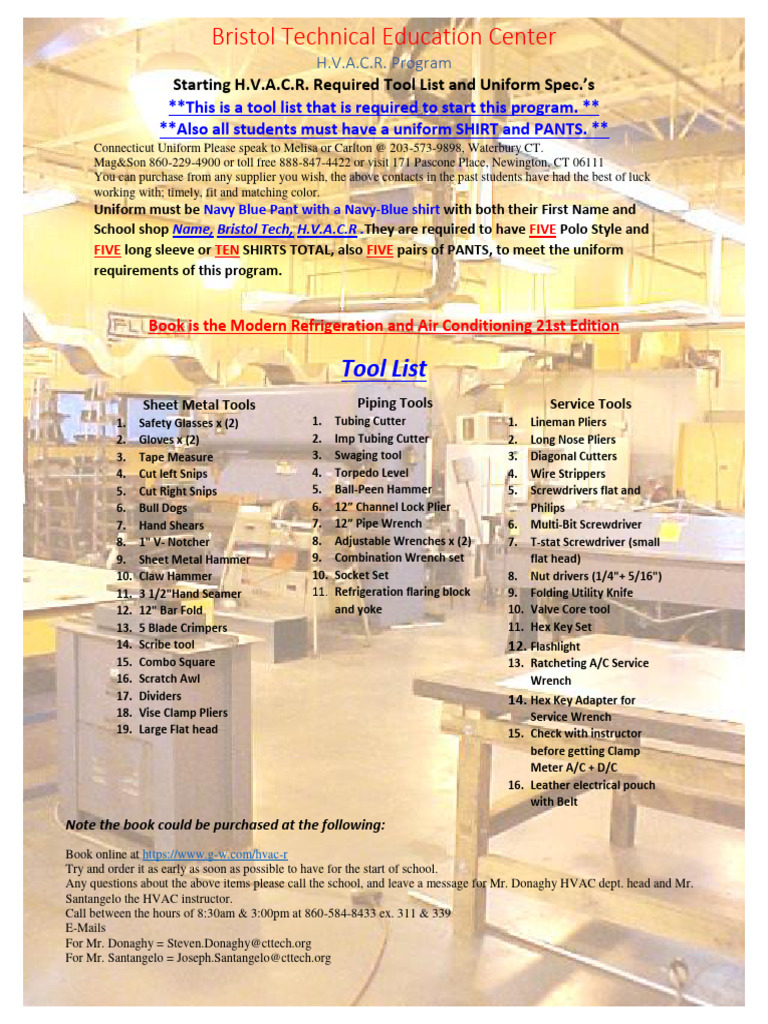 HVAC Tool List 2022 | Download Free PDF | Equipment | Machines