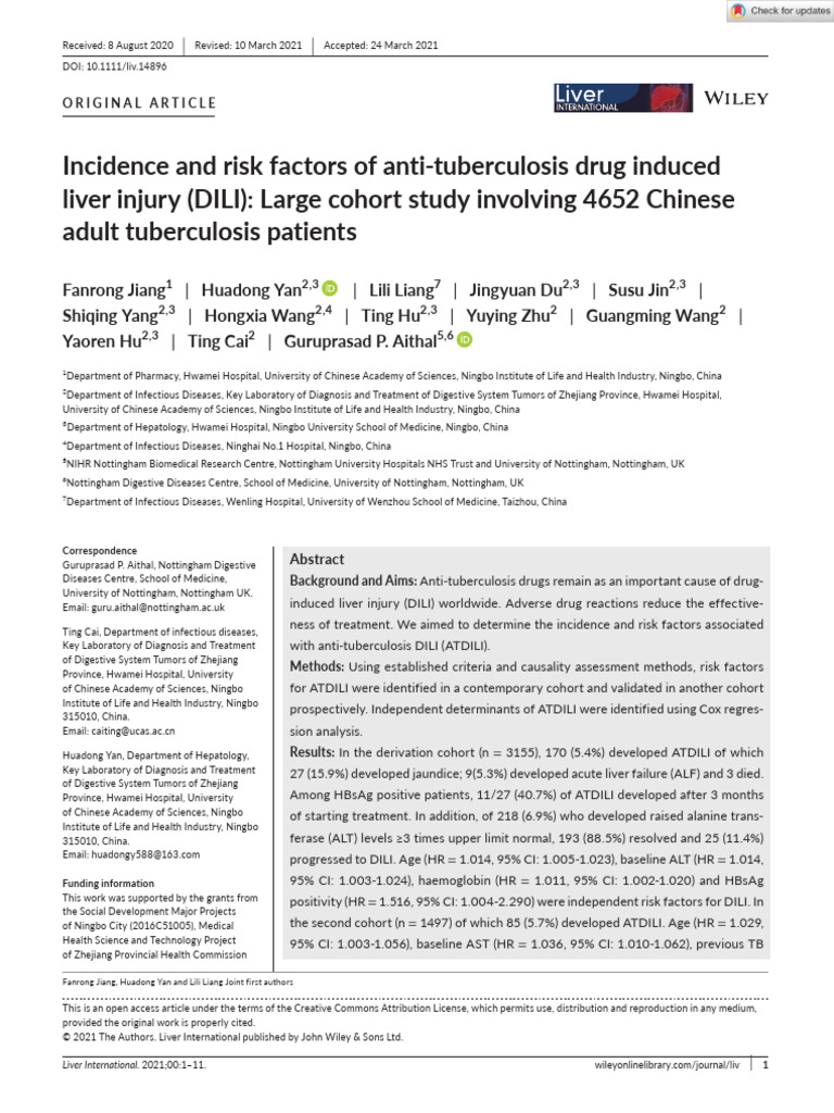 Incidence and Risk Factors of Anti-Tuberculosis DR | PDF | Tuberculosis ...