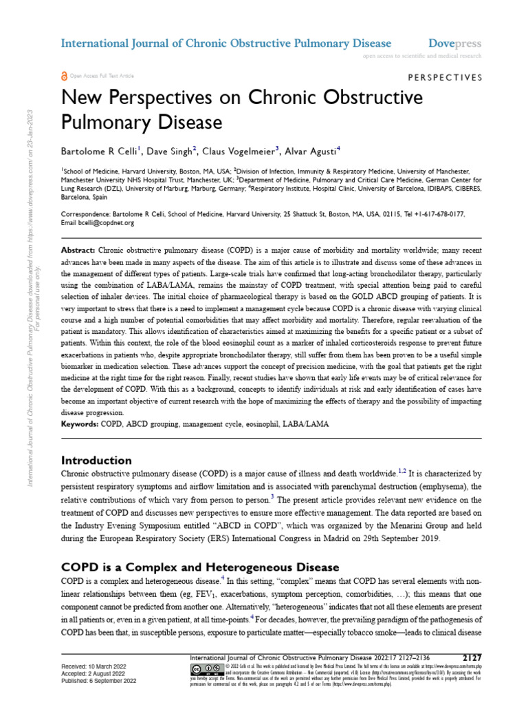COPD 365771 New Perspectives On Chronic Obstructive Pulmonary Disease ...