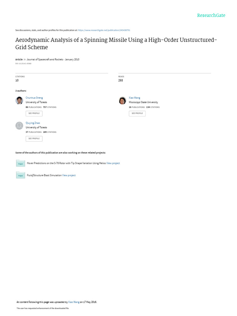 Sheng - Aerodynamic Analysis of A Spinning Missile Using A High-Order ...